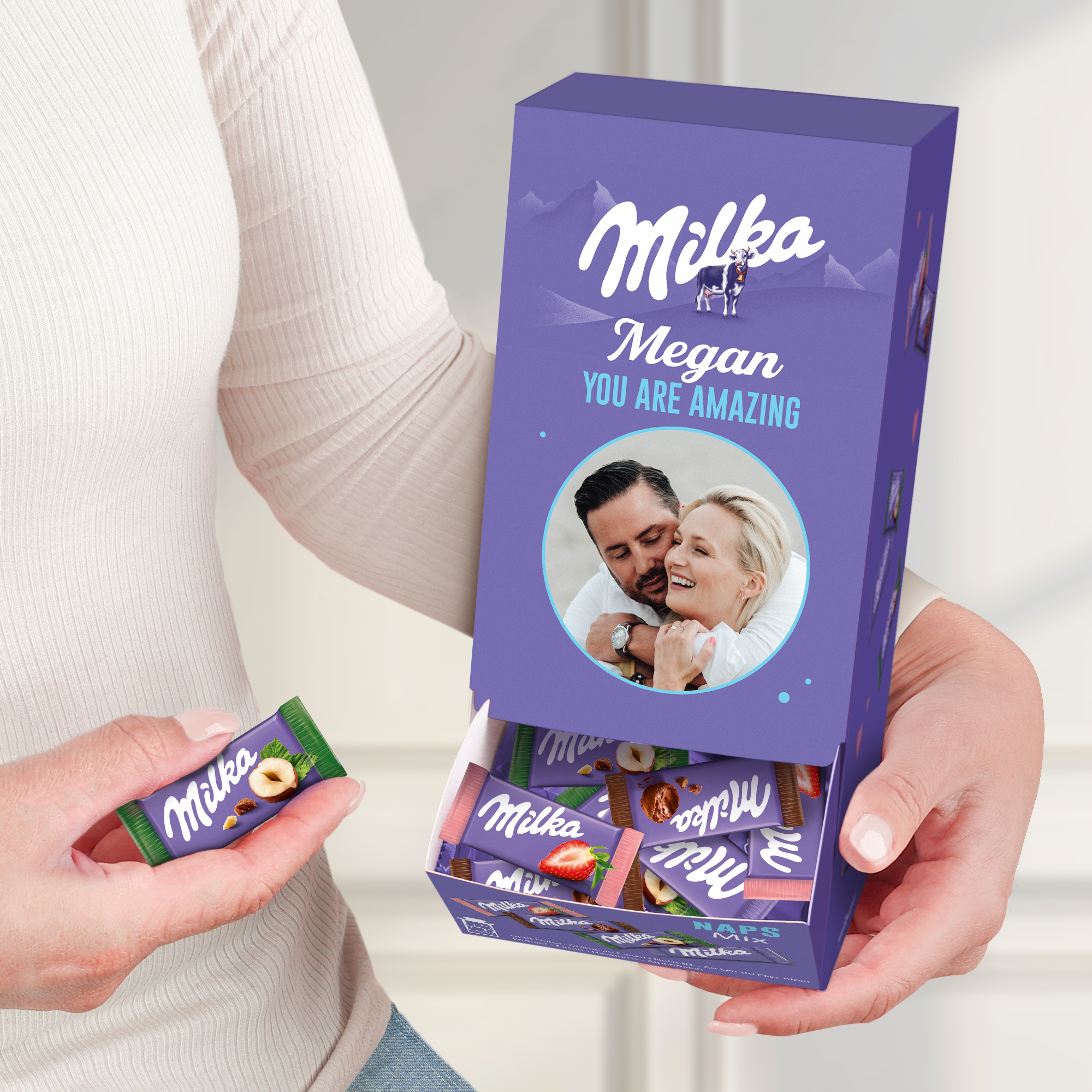 Personalised Milka Naps chocolate dispenser | YourSurprise