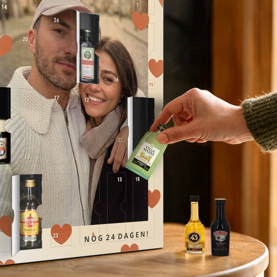 Calendario de cuenta atrás personalizado con alcohol