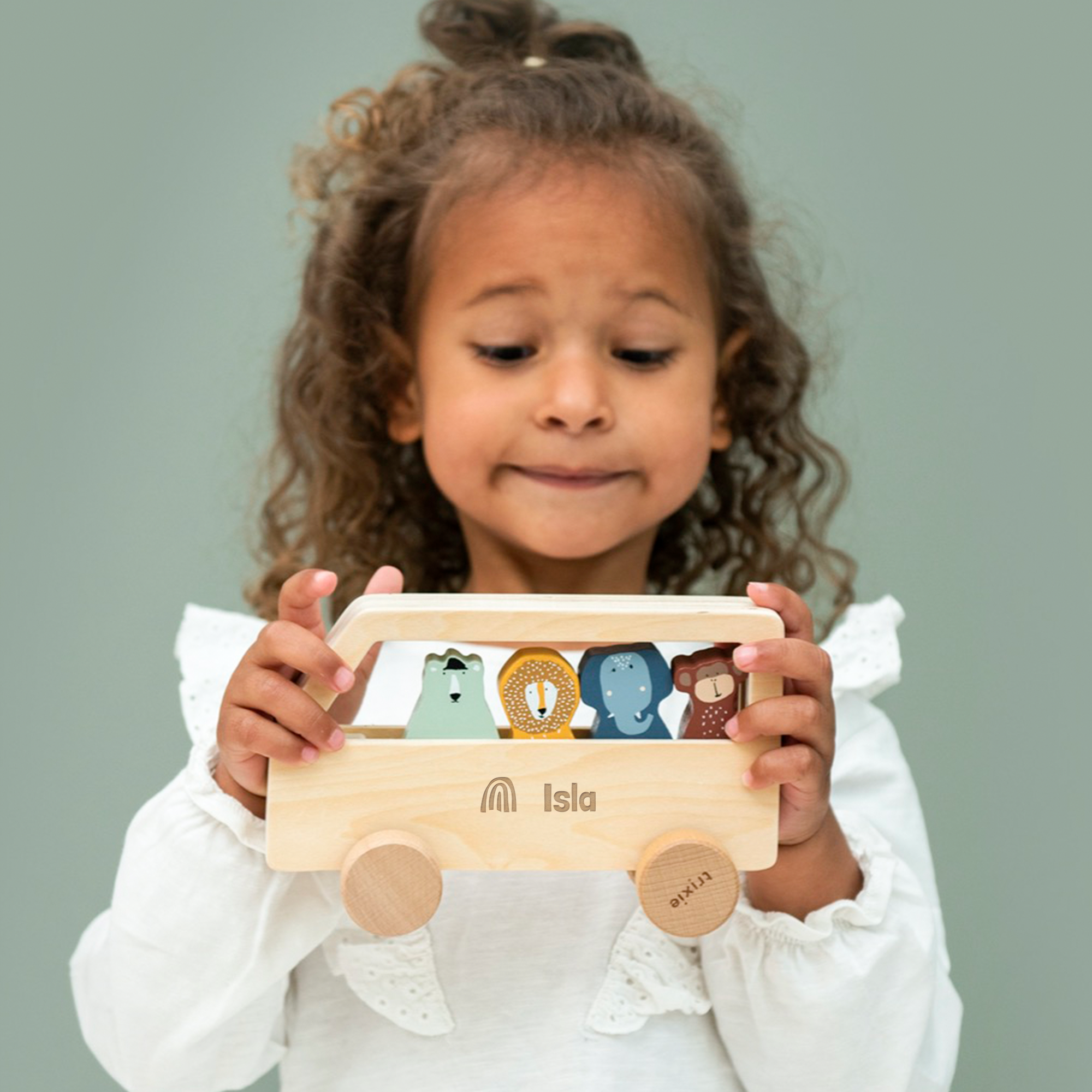 Personalised wooden animal bus toy | YourSurprise